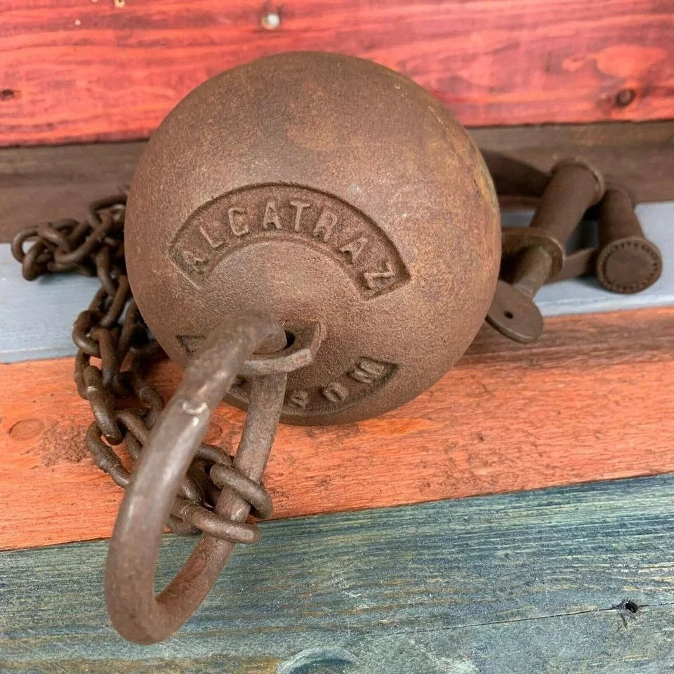 Alcatraz Prison San Francisco Cast Iron Working Ball & Chain Leg Irons ...